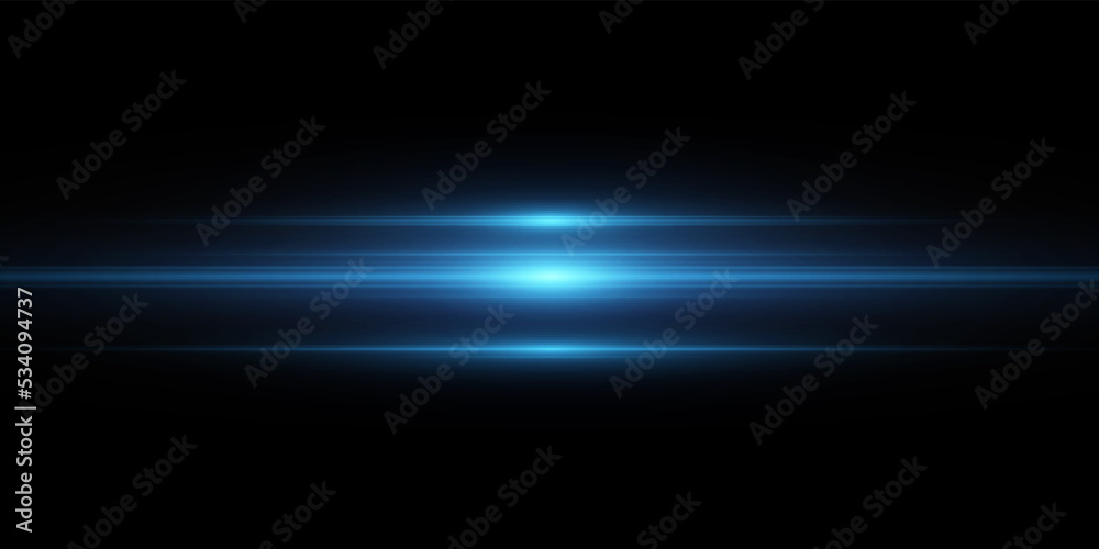 Horizontal light effect isolated on black background. Graphical element ...