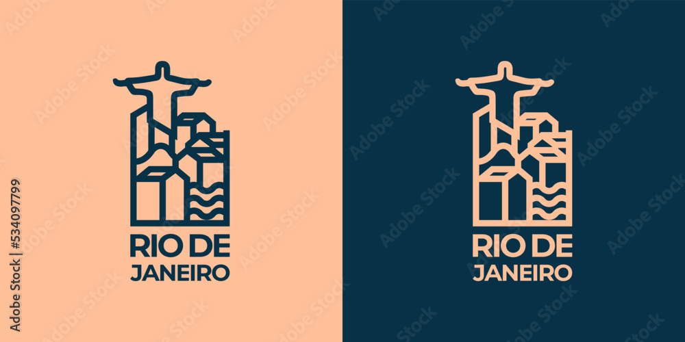 Vetor de Rio de janeiro line art landscape logo design inspiration do ...
