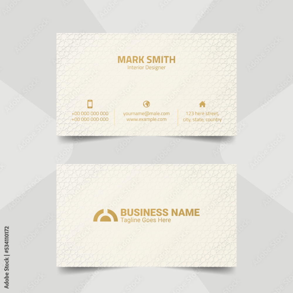 White and Golden Visiting Card Design Template, Islamic Arabic Style ...