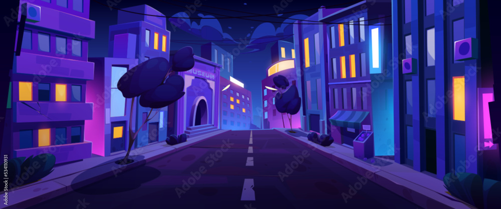 City Night Street Perspective