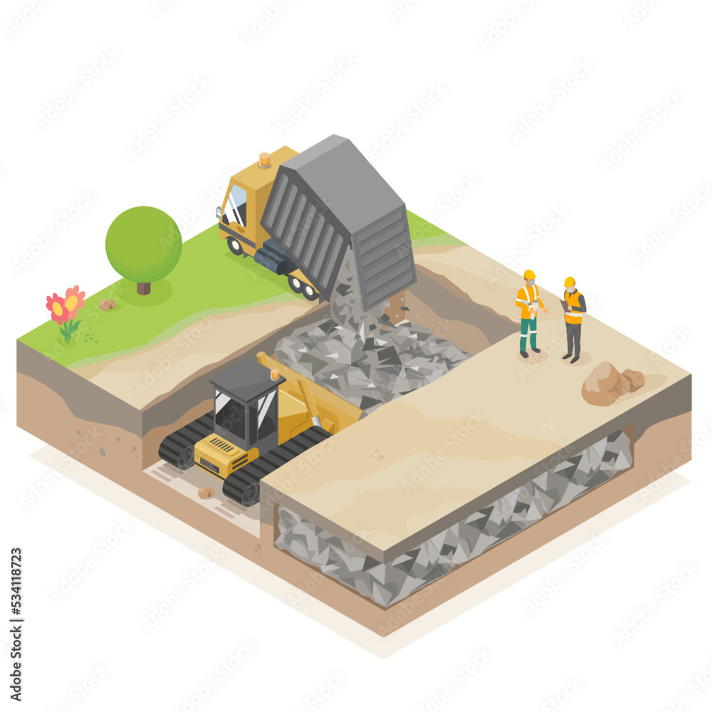 sanitary landfill isometric cartoon Stock Vector | Adobe Stock