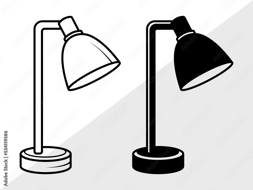 Lamp SVG, Table Lamp Svg, Desk Lamp Icon Svg, Lamp Cuttable Svg, Desk ...