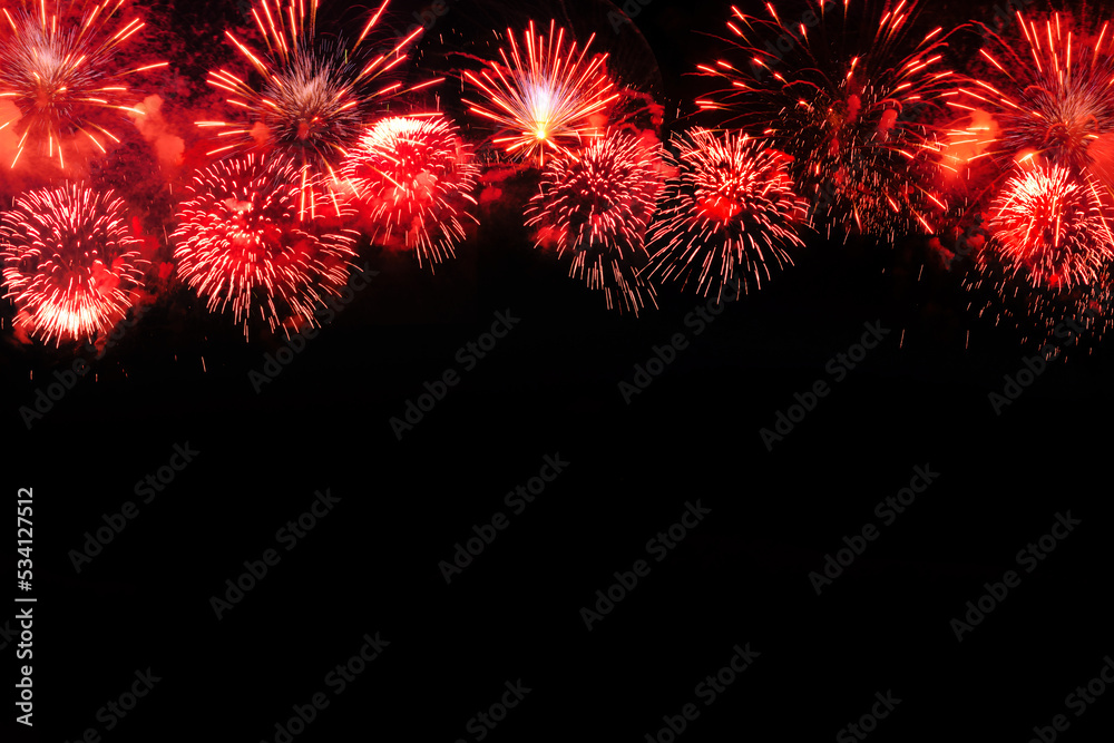 fireworks framing, festive pyrotechnic show on dark night sky, free ...