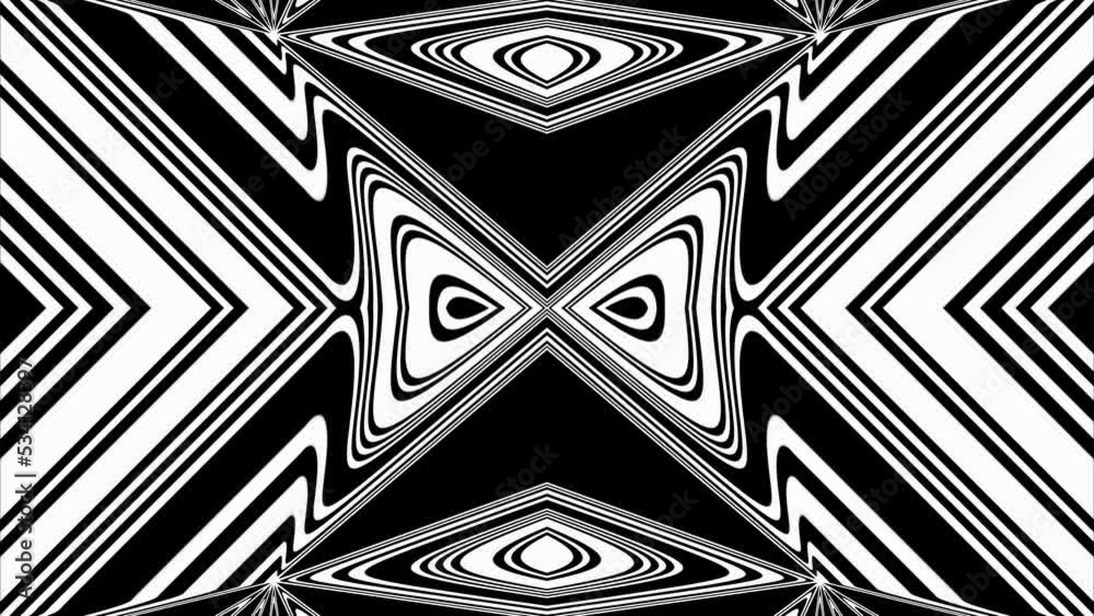 Black and white animated patterns. Curved lines in motion. Looped ...