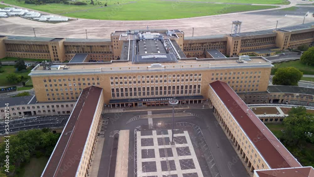 Unbelievable aerial view flight bird's eye view drone of Tempelhof ...