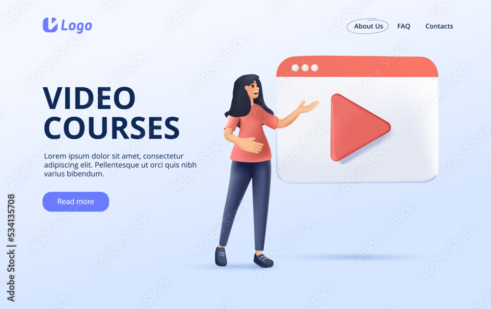 Online video courses landing page design. Seminar Online tutorial ...