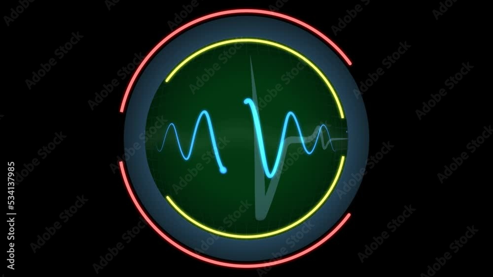 4K (UI) pulse line (cardiogram),(Analog signal) Display on a round ...