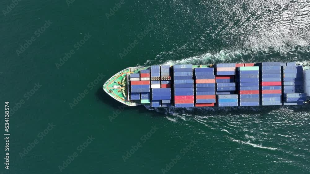Cargo container Ship, cargo maritime ship with contrail in the ocean ...