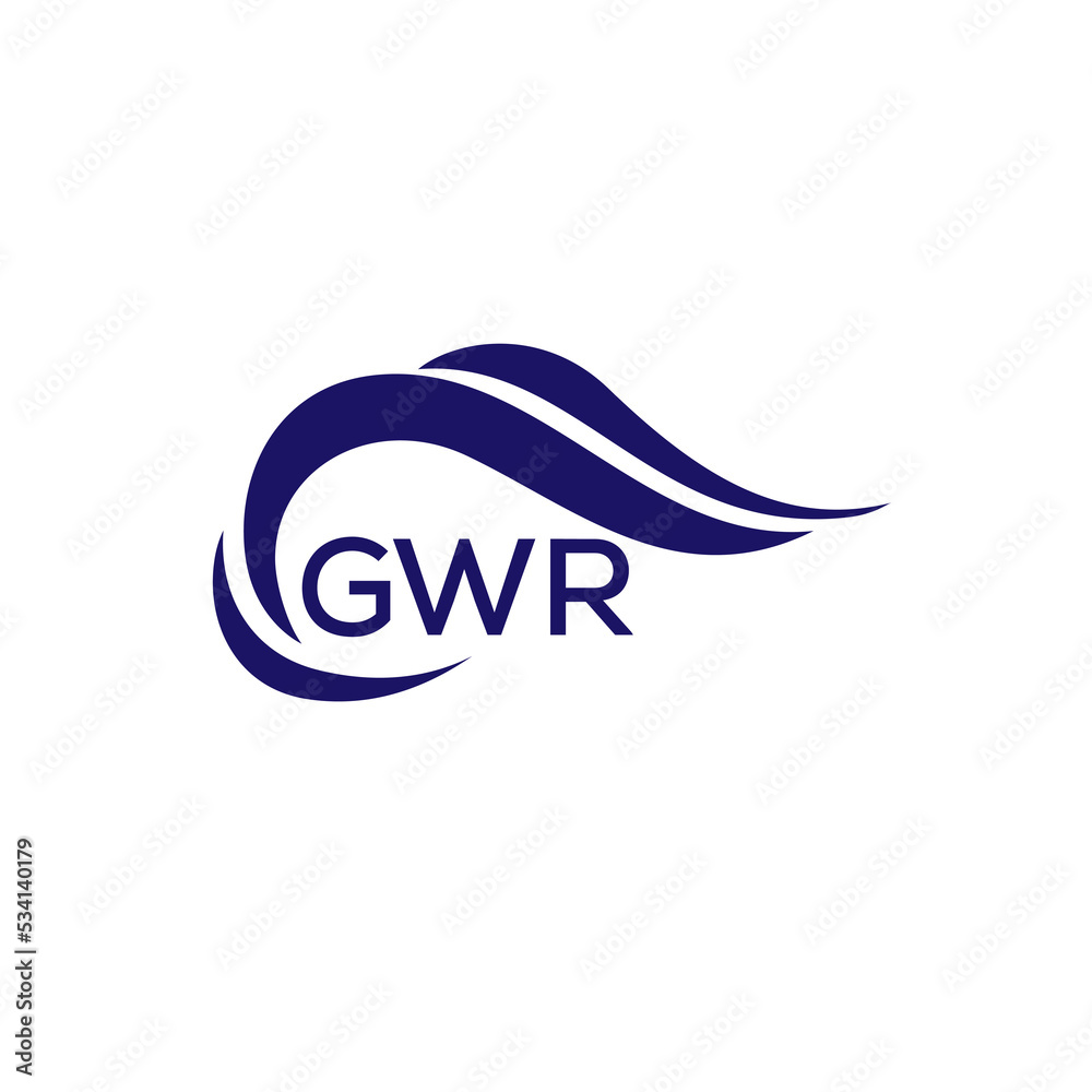 GWR letter logo. GWR blue image on white background. GWR Monogram logo ...