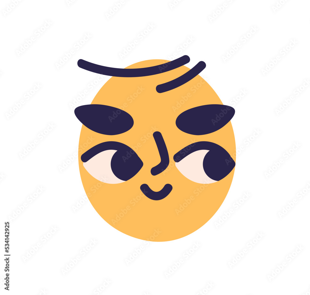 Curious face avatar, emoji with interested excited facial expression ...