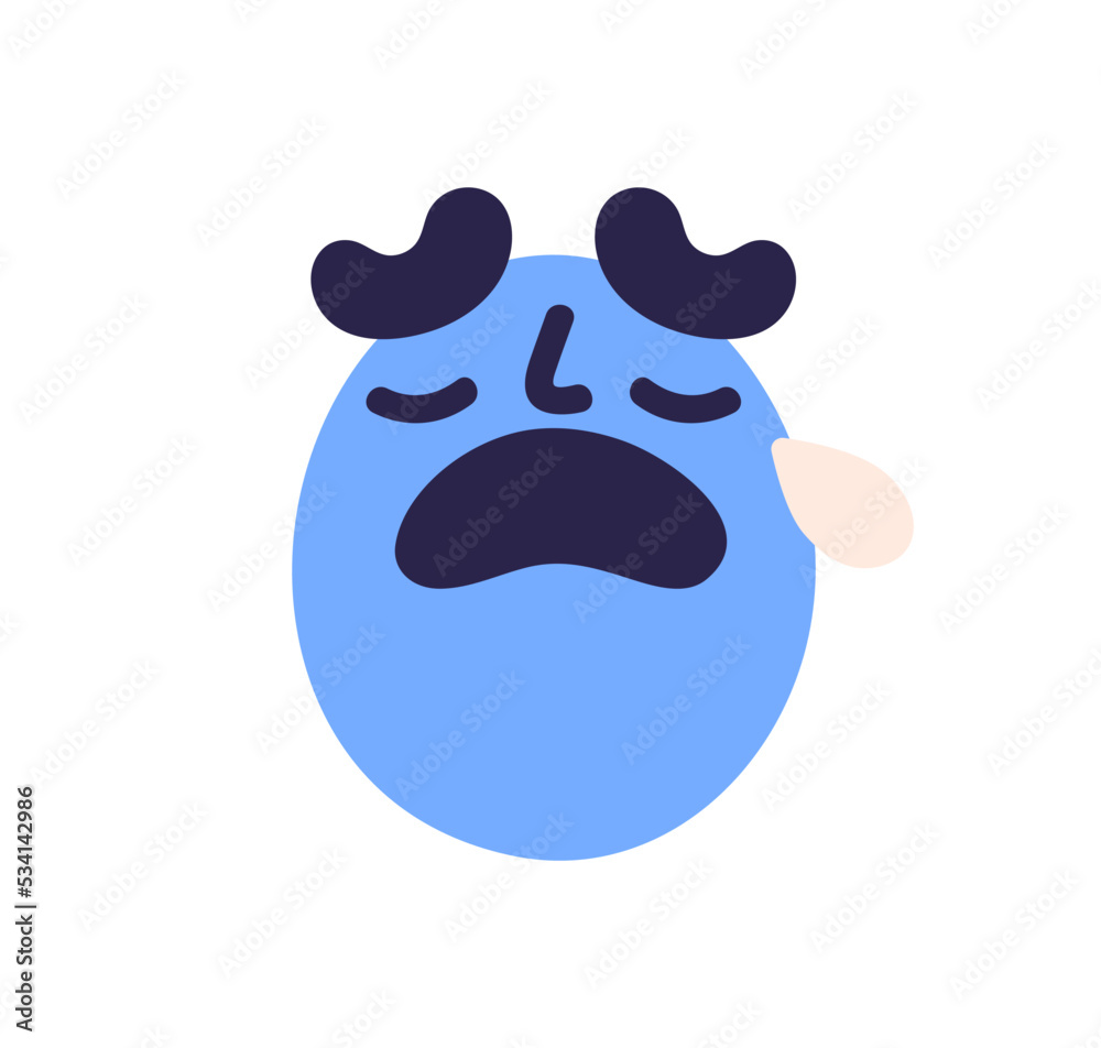 Sad face avatar crying. Abstract upset emoticon weeping, shedding tears ...