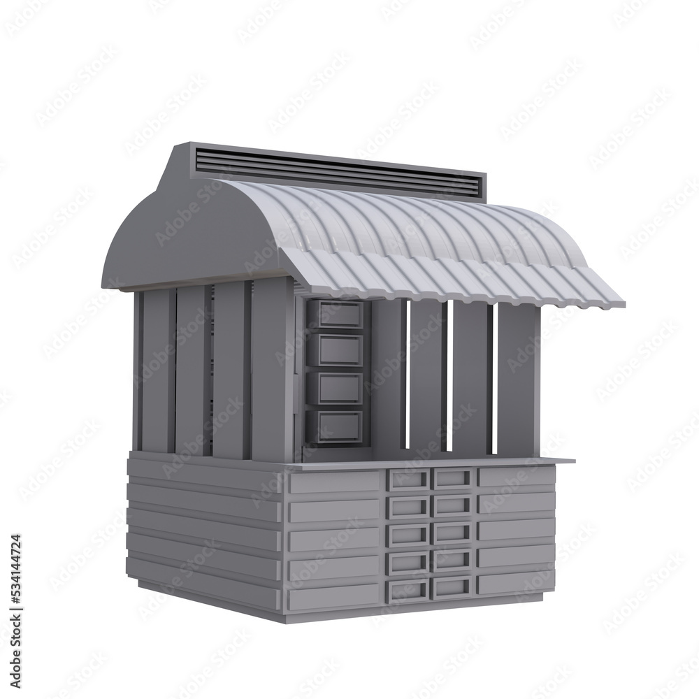 3D RENDER ILLUSTRATION. Sample idea model outdoor food drink booth ...