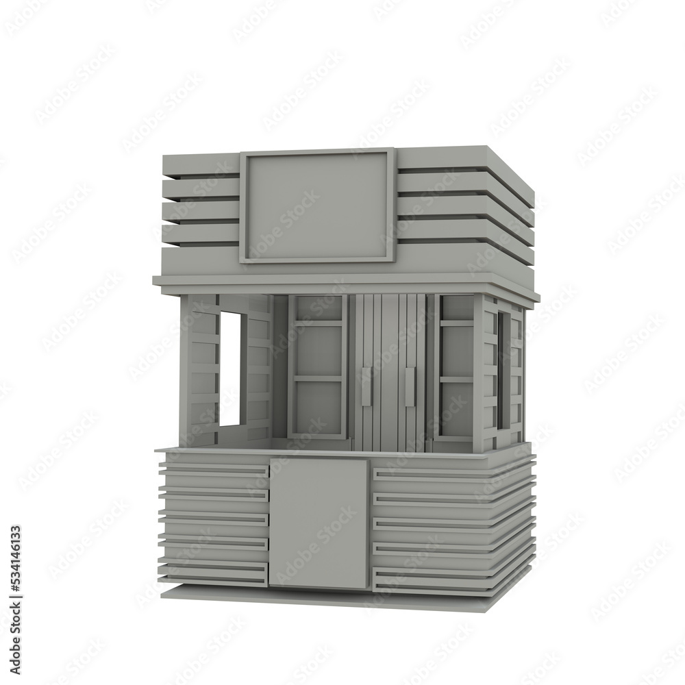 3D RENDER ILLUSTRATION. Sample idea model outdoor food drink booth ...