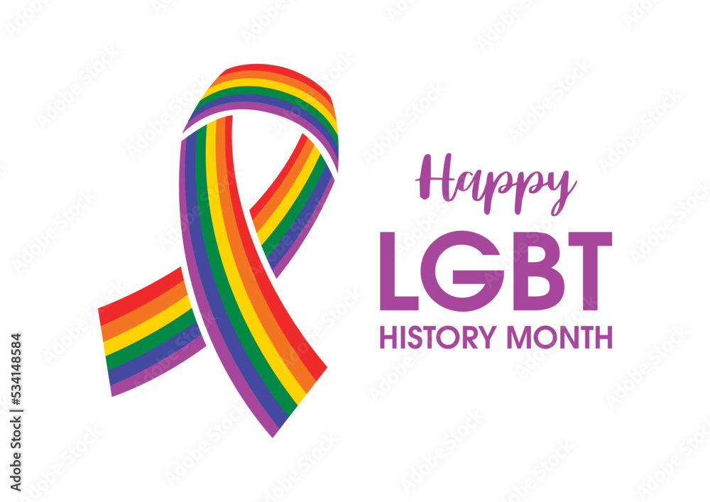Happy LGBT History Month vector. LGBT rainbow awareness ribbon pride ...