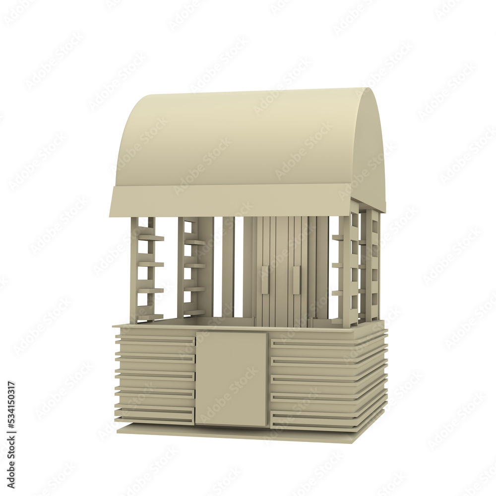 3D RENDER ILLUSTRATION. Sample idea model outdoor food drink booth ...