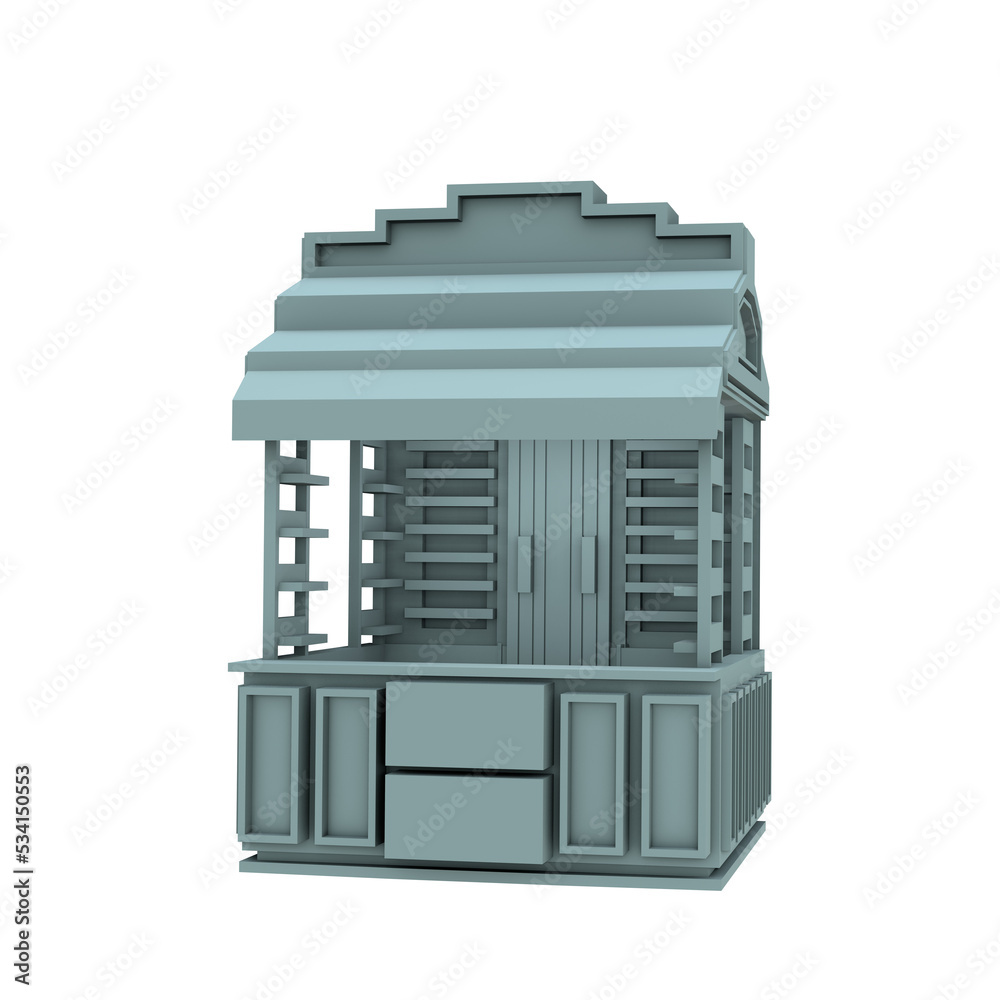 3D RENDER ILLUSTRATION. Sample idea model outdoor food drink booth ...