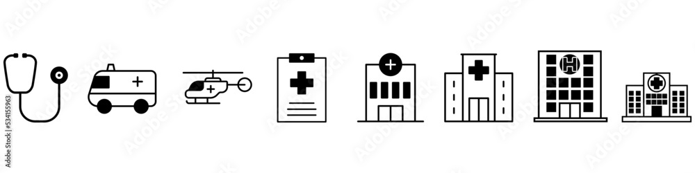 Clinic icon vector set. Hospital illustration sign. help symbol ...