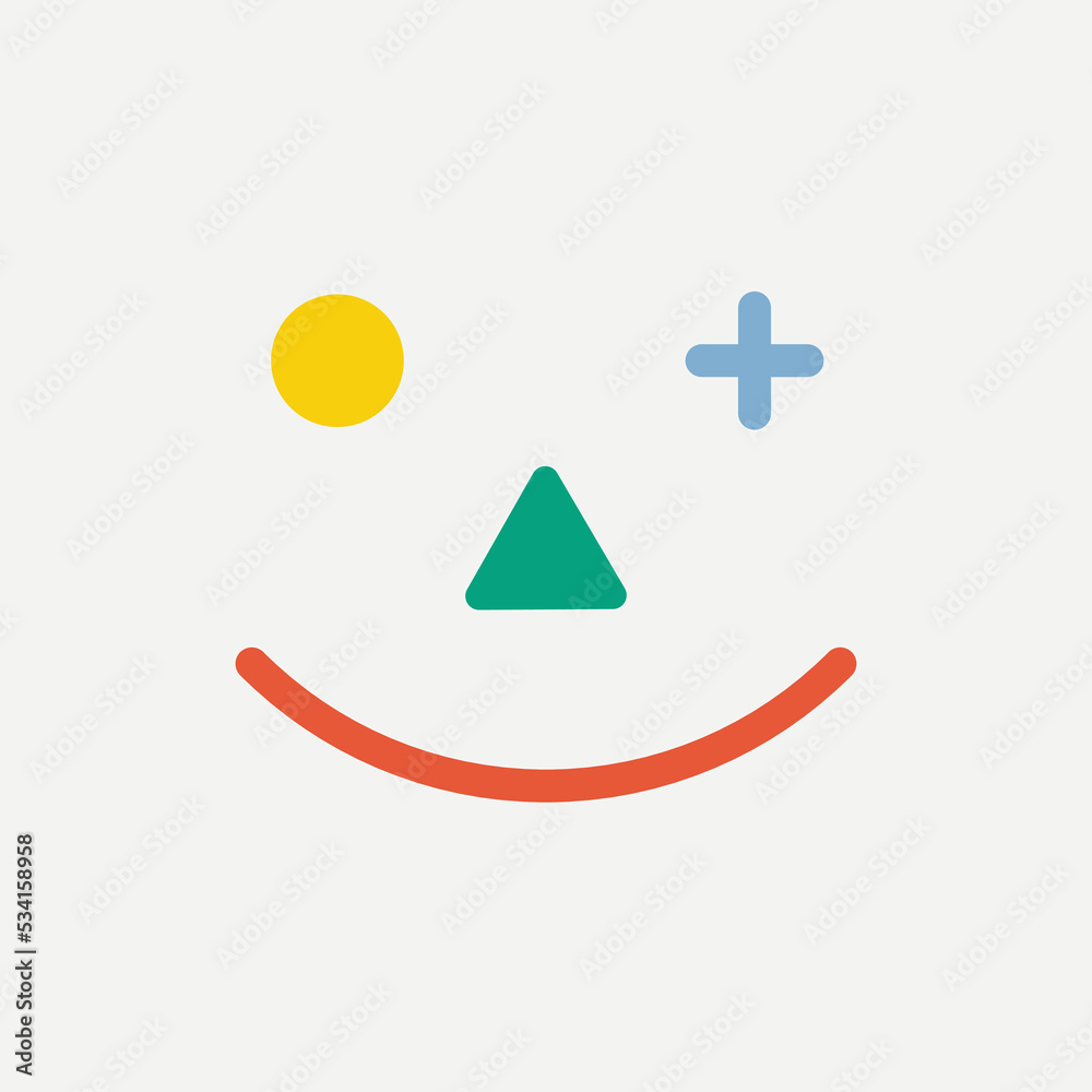 Geometry smile face abstract style on off white background Stock Vector ...