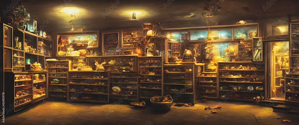 Artistic concept painting of a store interior, background illustration ...