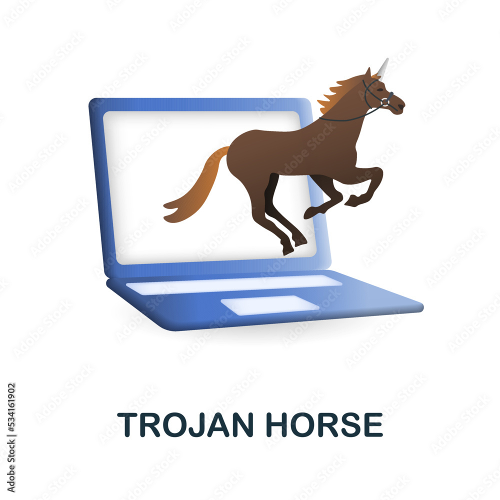 Trojan Horse icon. 3d illustration from cybercrime collection. Creative ...
