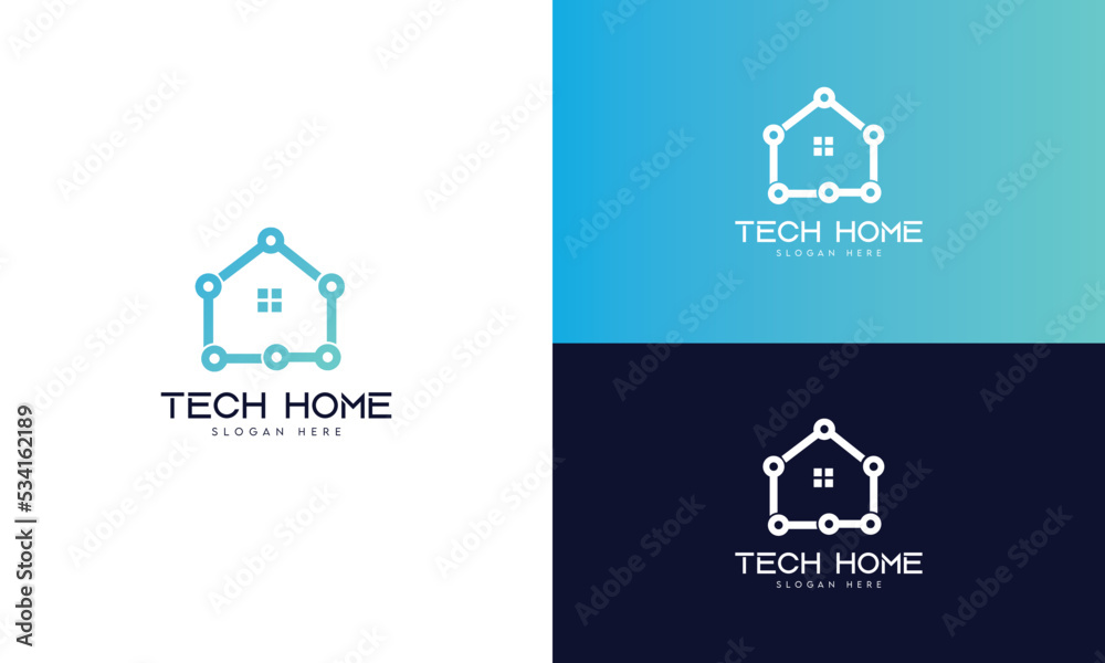 Tech home Digital Logo Design Template, tech house, Logo Template ...