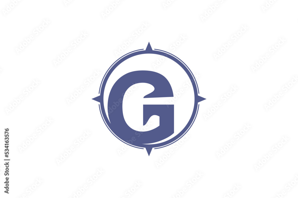 Initial letter G logo design compass wind rose icon symbol Stock Vector ...