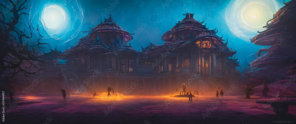 Artistic concept painting of a beautiful fantasy temple, background ...