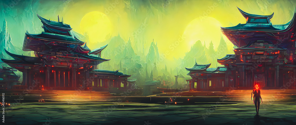 Artistic concept painting of a beautiful fantasy temple, background ...