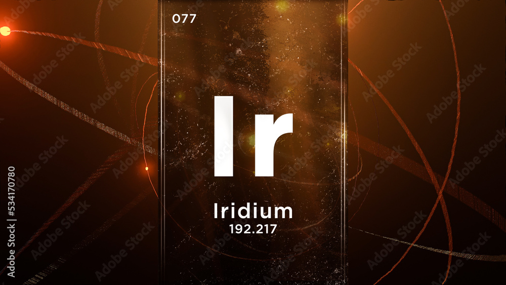 Iridium (Ir) symbol chemical element of the periodic table, 3D ...