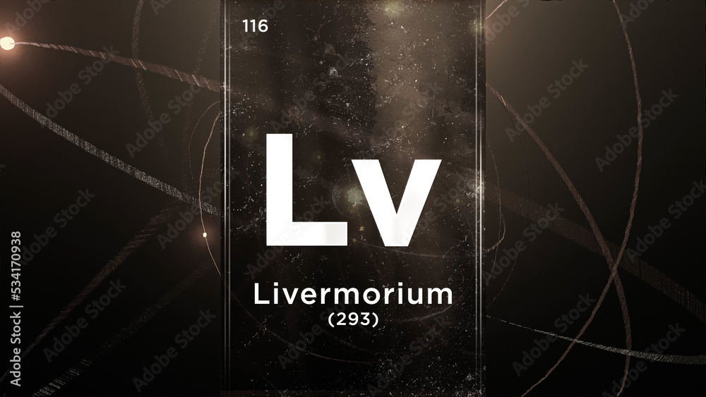 Livermorium (Lv) symbol chemical element of the periodic table, 3D ...