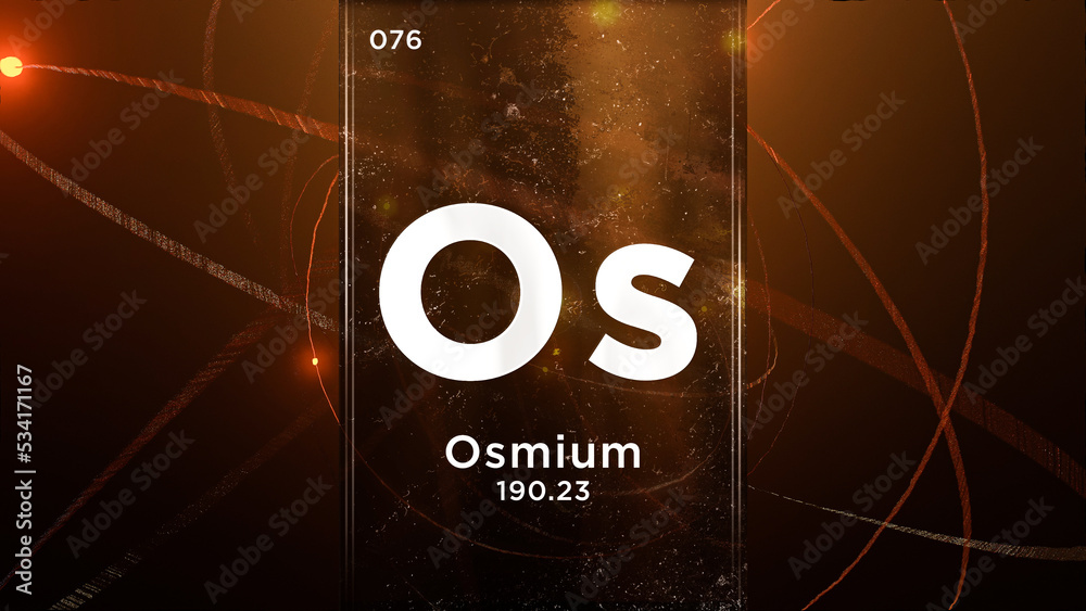 Osmium (Os) symbol chemical element of the periodic table, 3D animation ...