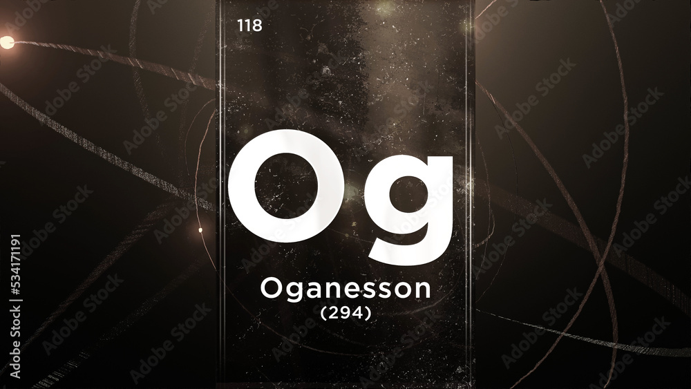 Oganesson (Og) symbol chemical element of the periodic table, 3D ...