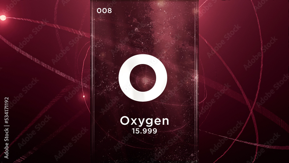Oxygen (O) symbol chemical element of the periodic table, 3D animation ...