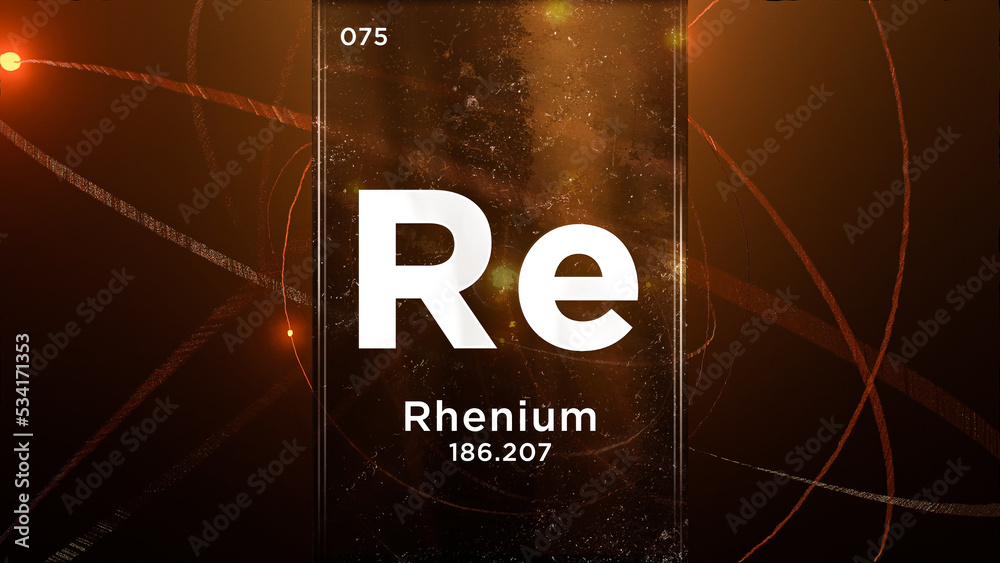 Rhenium (Re) symbol chemical element of the periodic table, 3D ...