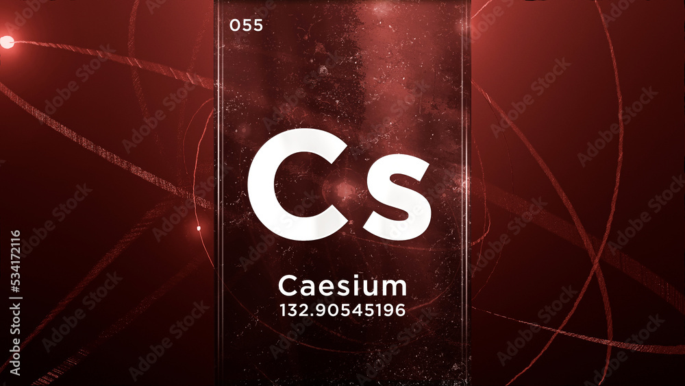 Caesium (Cs) symbol chemical element of the periodic table, 3D ...