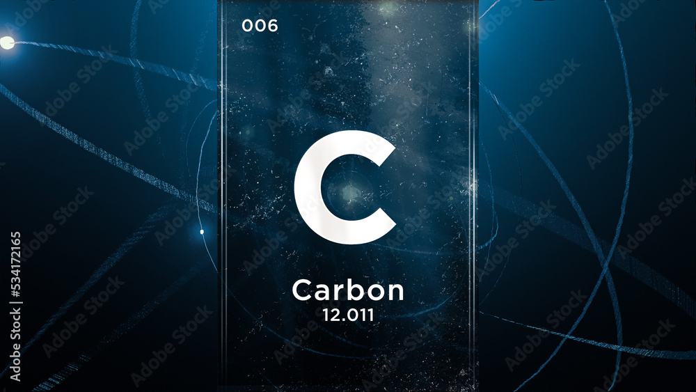 Carbon (C) symbol chemical element of the periodic table, 3D animation ...