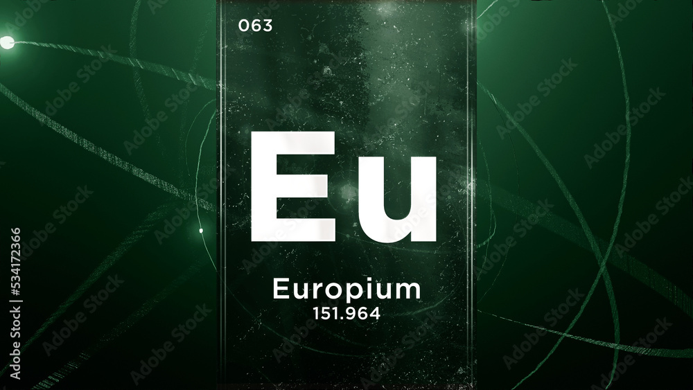 Europium (Eu) symbol chemical element of the periodic table, 3D ...