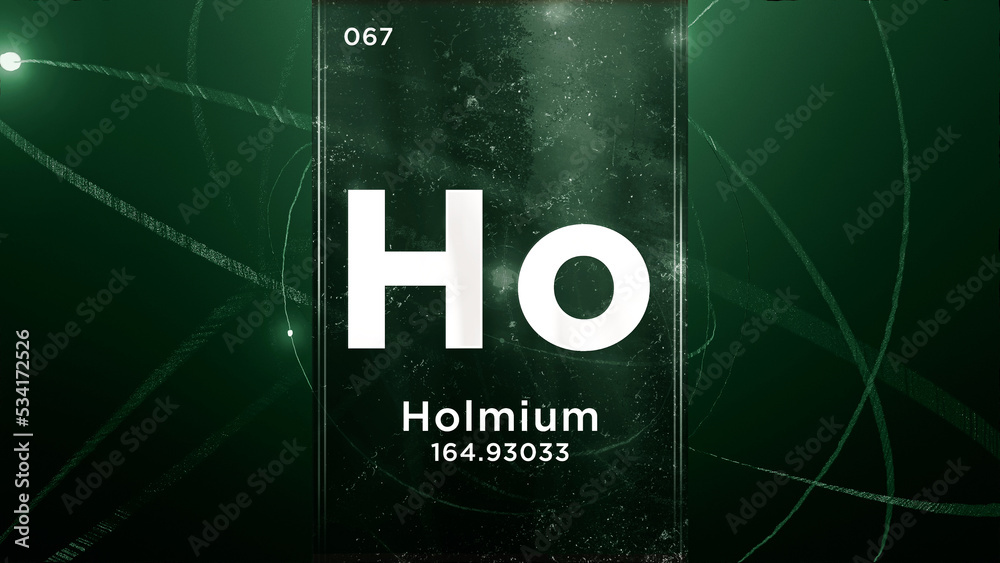 Holmium (Ho) symbol chemical element of the periodic table, 3D ...