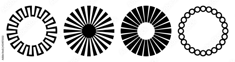 Set of four round geometric vector shapes, icons, symbols for your ...