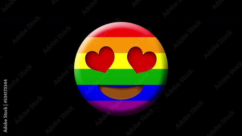 Lgbt concept.Animation of smiling face with lgbtq flag colors and heart ...