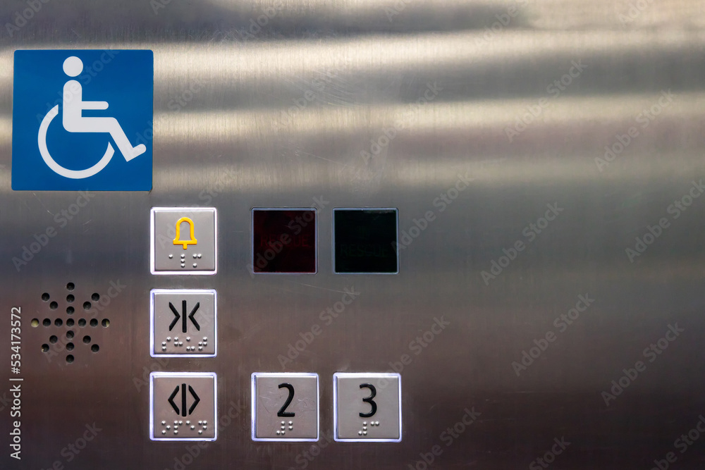 Image of disabled lift button. Stainless steel elevator panel push ...