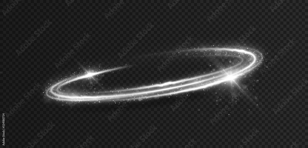 Luminous twirl circles with light effect. Magic light trail with ...