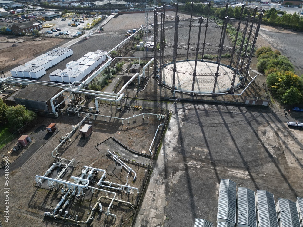 Foto de aerial photo of an industrial Steel structure, empty victorian ...