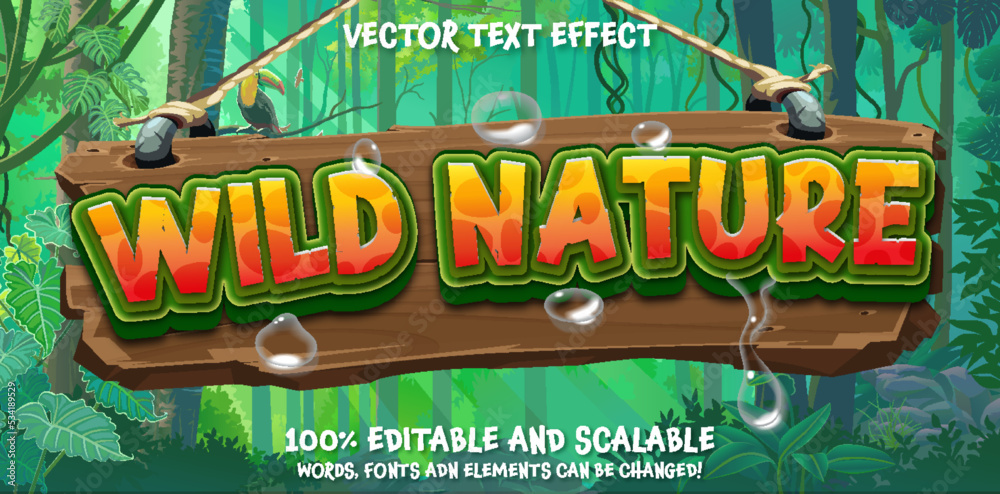 Editable text style effect, Green Nature text style theme. Graphic ...