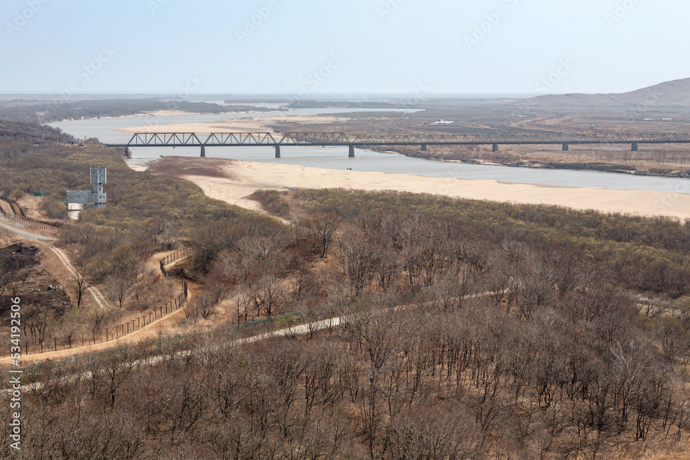 Tripoint of Fangchuan where Chinese, Russian and North Korean borders ...