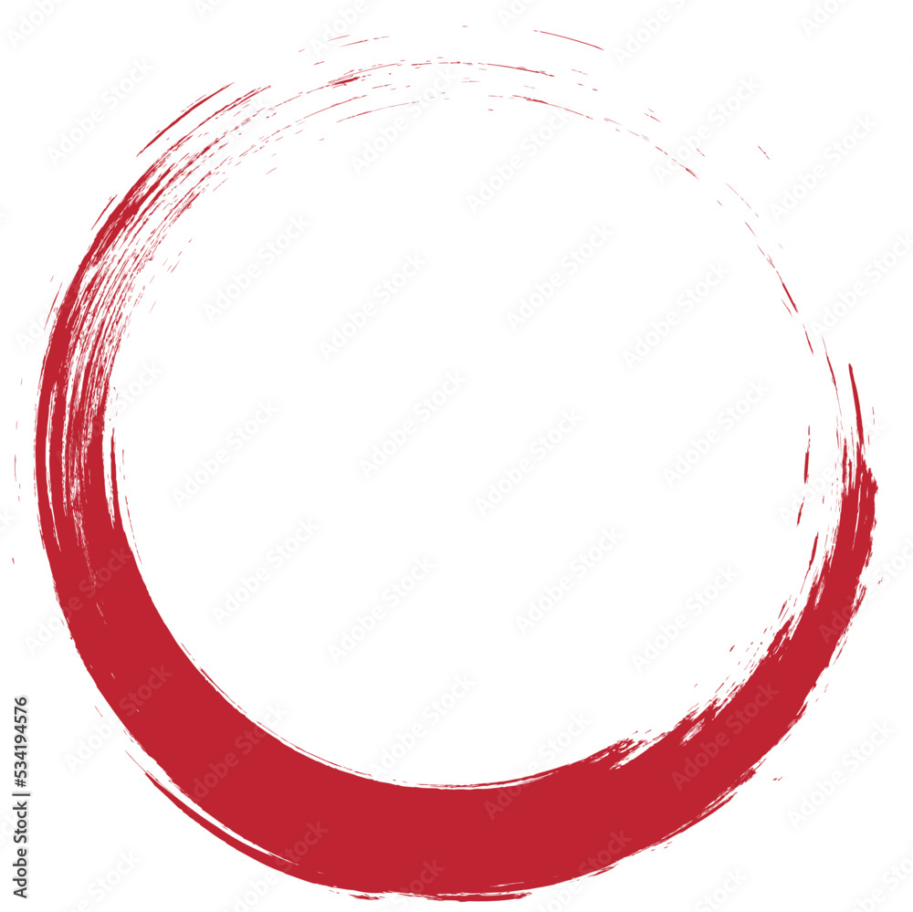 Red circle brush stroke vector isolated on white background. Red enso zen circle brush stroke ...