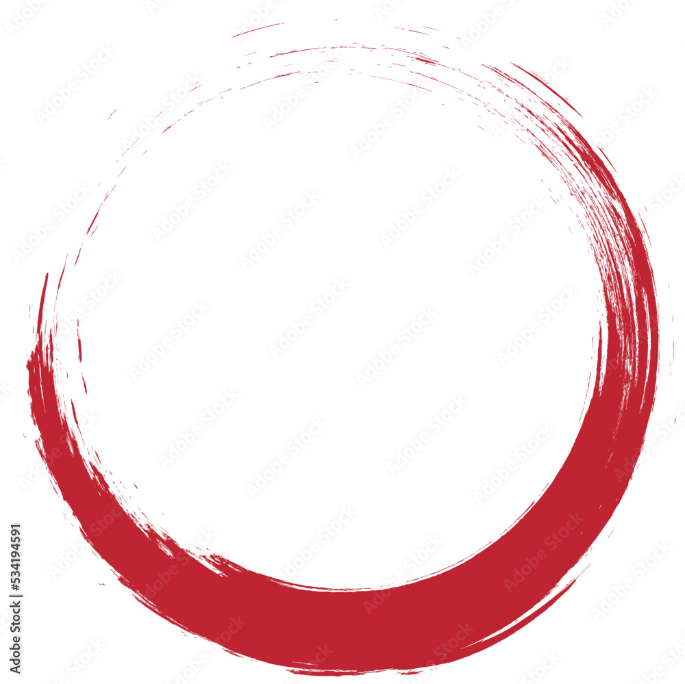 Red circle brush stroke vector isolated on white background. Red enso ...