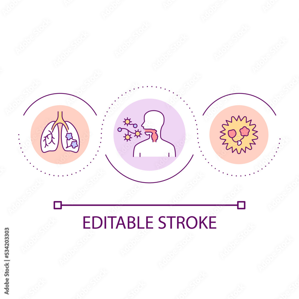 Respiratory infections loop concept icon. Contagion with spreading ...