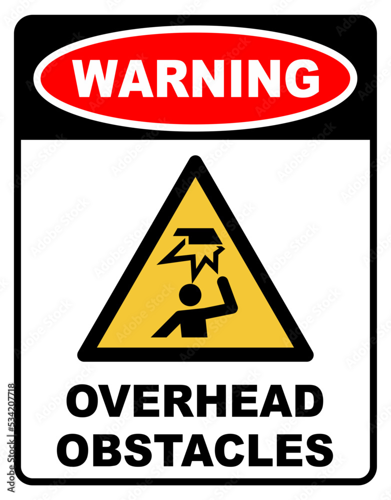 overhead obstacles safety sign Stock Vector | Adobe Stock