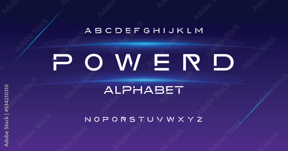 POWERD Sports minimal tech font letter set. Luxury vector typeface for ...